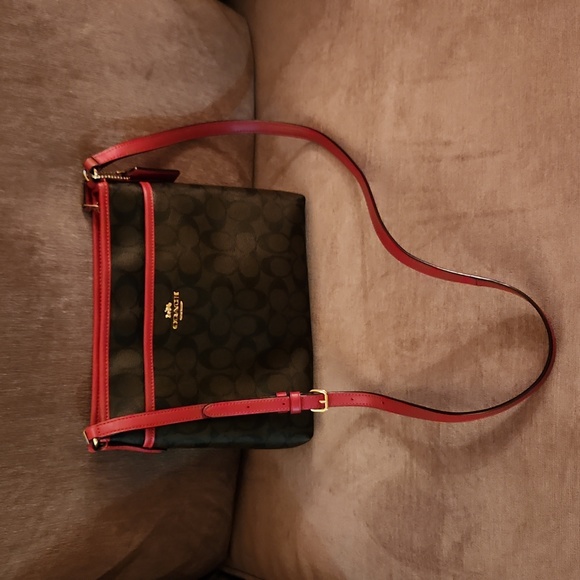 Coach | Bags | Coach Signature File Crossbody Bag In Red | Poshmark